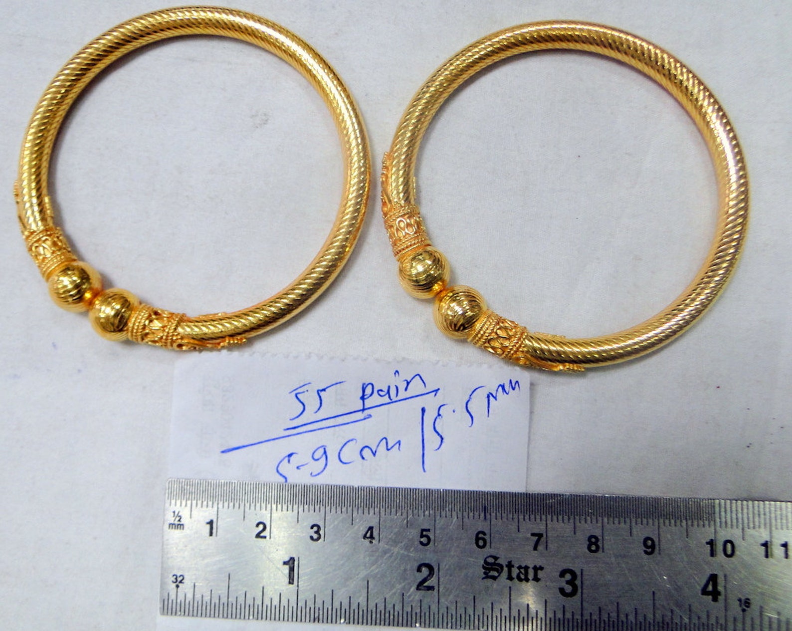 22K Yellow Gold Bangles Pair ,available in All Sizes - Etsy