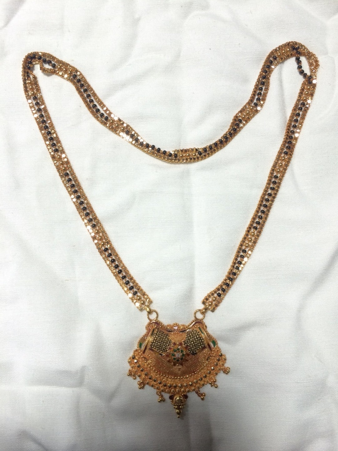 South Indian Manglasutra Chain/gold Plated Broad Chain/24" Chain/long ...