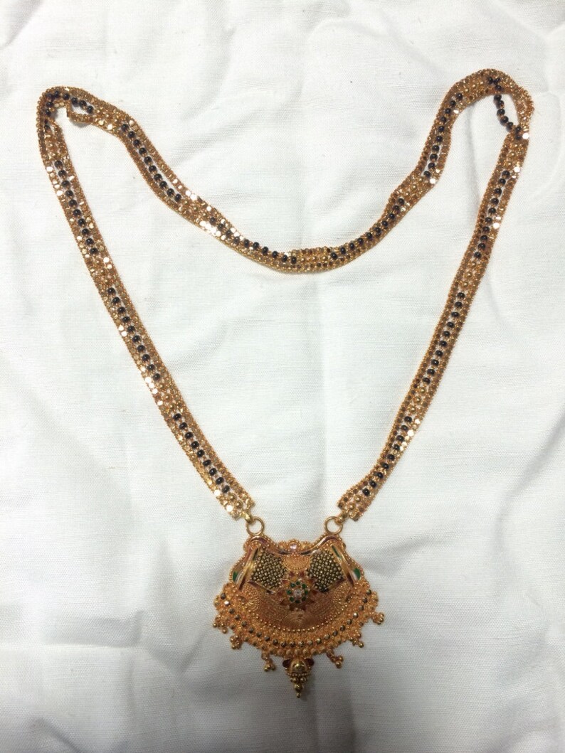 South Indian Manglasutra Chain/gold Plated Broad Chain/24" Chain/long ...
