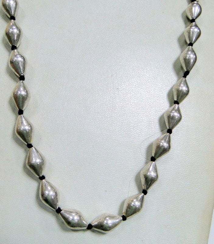 925 Sterling Silver Long Beads Necklace - Etsy