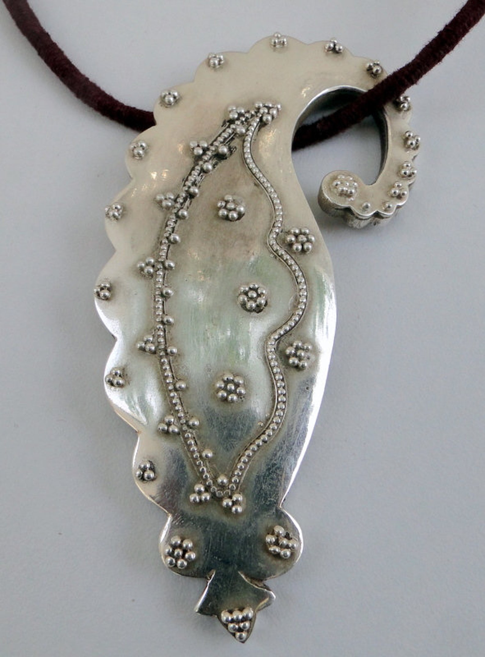 925 Sterling Silver Mango Paisley Shape Pendant Necklace - Etsy