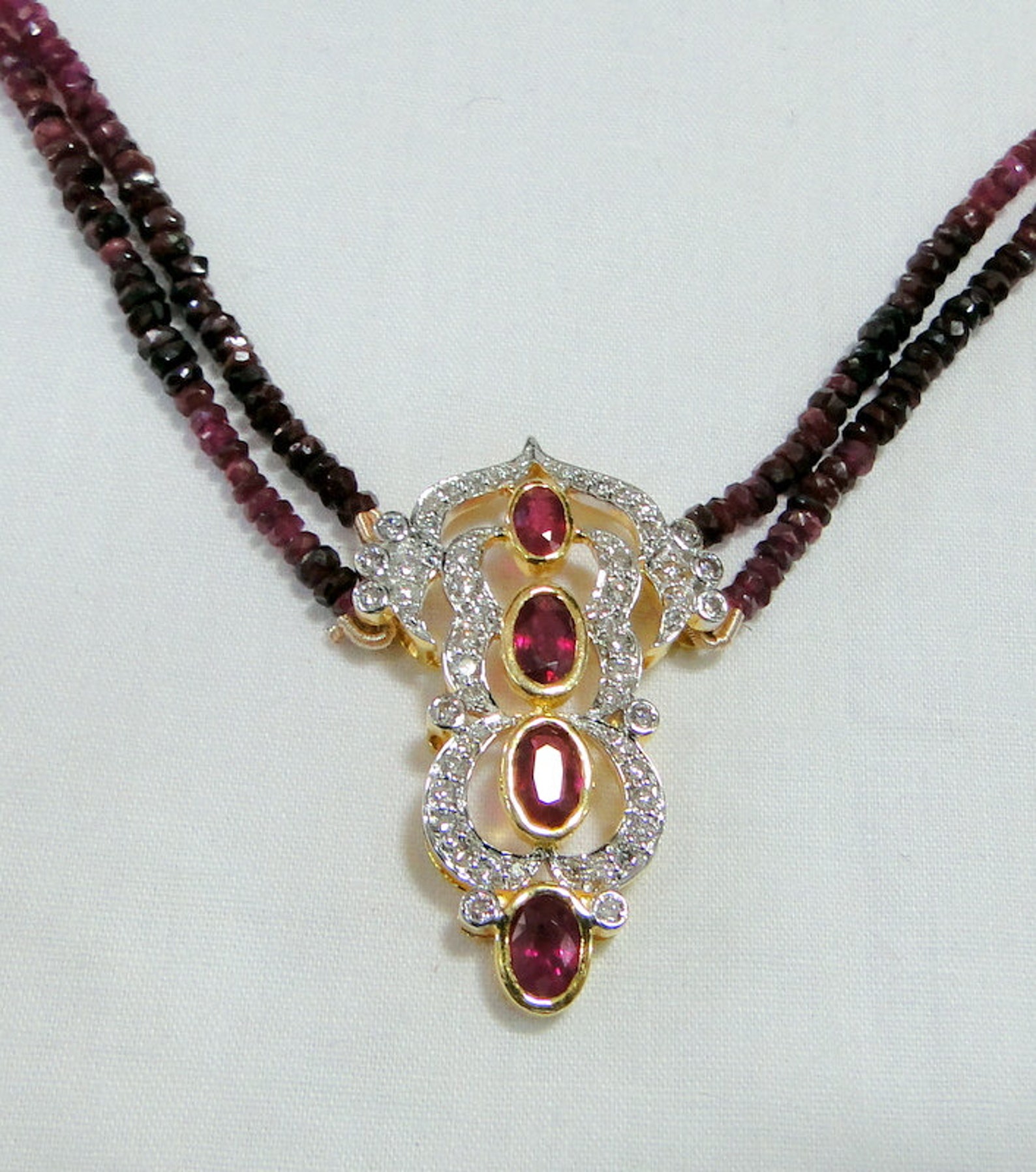 Natural Ruby Necklace, Ruby Pendant, Diamond Women's Necklace, Real ...
