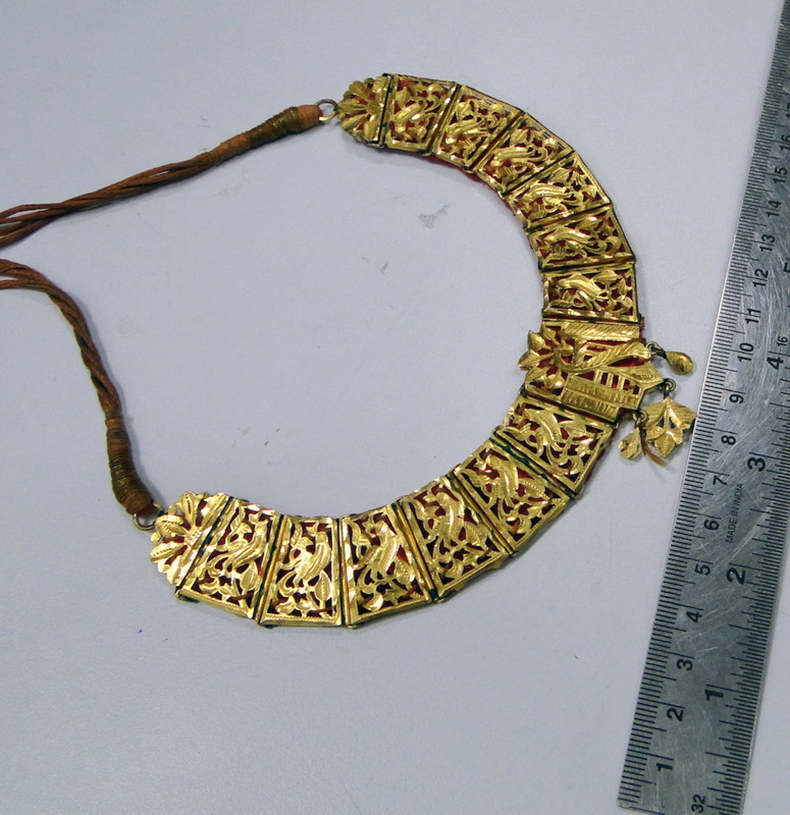Indian 22K Gold Plated Necklace and Earrings Set Traditional - Etsy