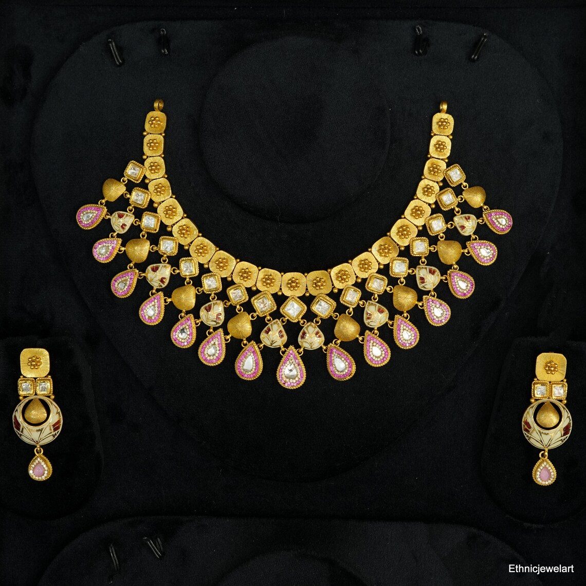 Vintage Gold Choker Necklace 22K Real Gold Set With Earrings Real Gold ...