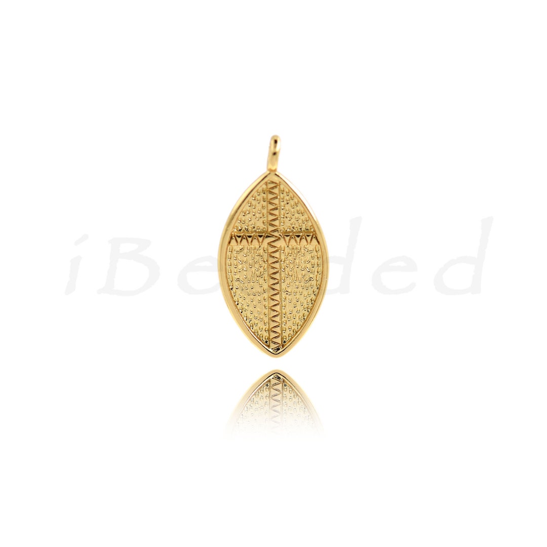 18K Filled Gold Leaf Cross Charm, Leaf Charm, Cross Charm, Christian ...