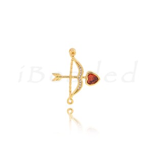 18K Filled Gold Cupid's Arrow Pendant With Diamonds, CZ Cupid's Bow ...