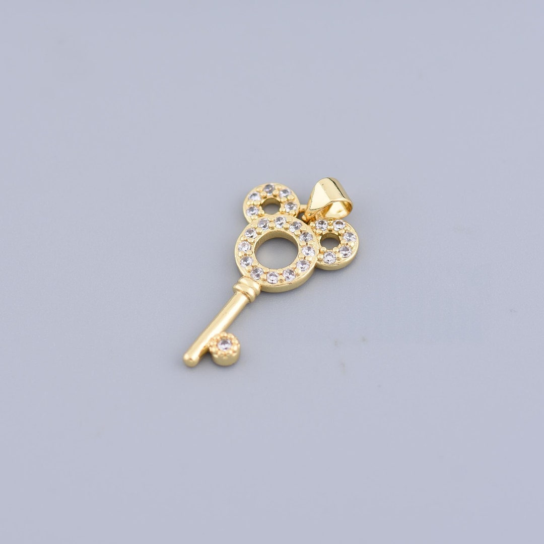 18K Gold Filled Mouse Head Charm, Mouse Head Key Pendant,micropavé CZ ...