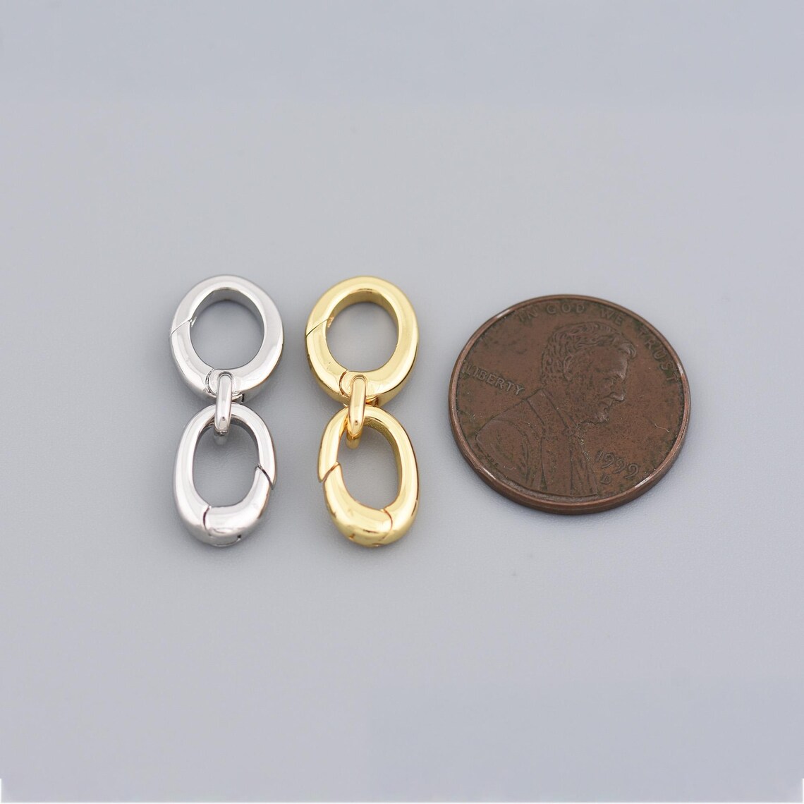 Double Oval Gold Spring Lock Clasp Connector, Rotating Jewelry Hook for ...