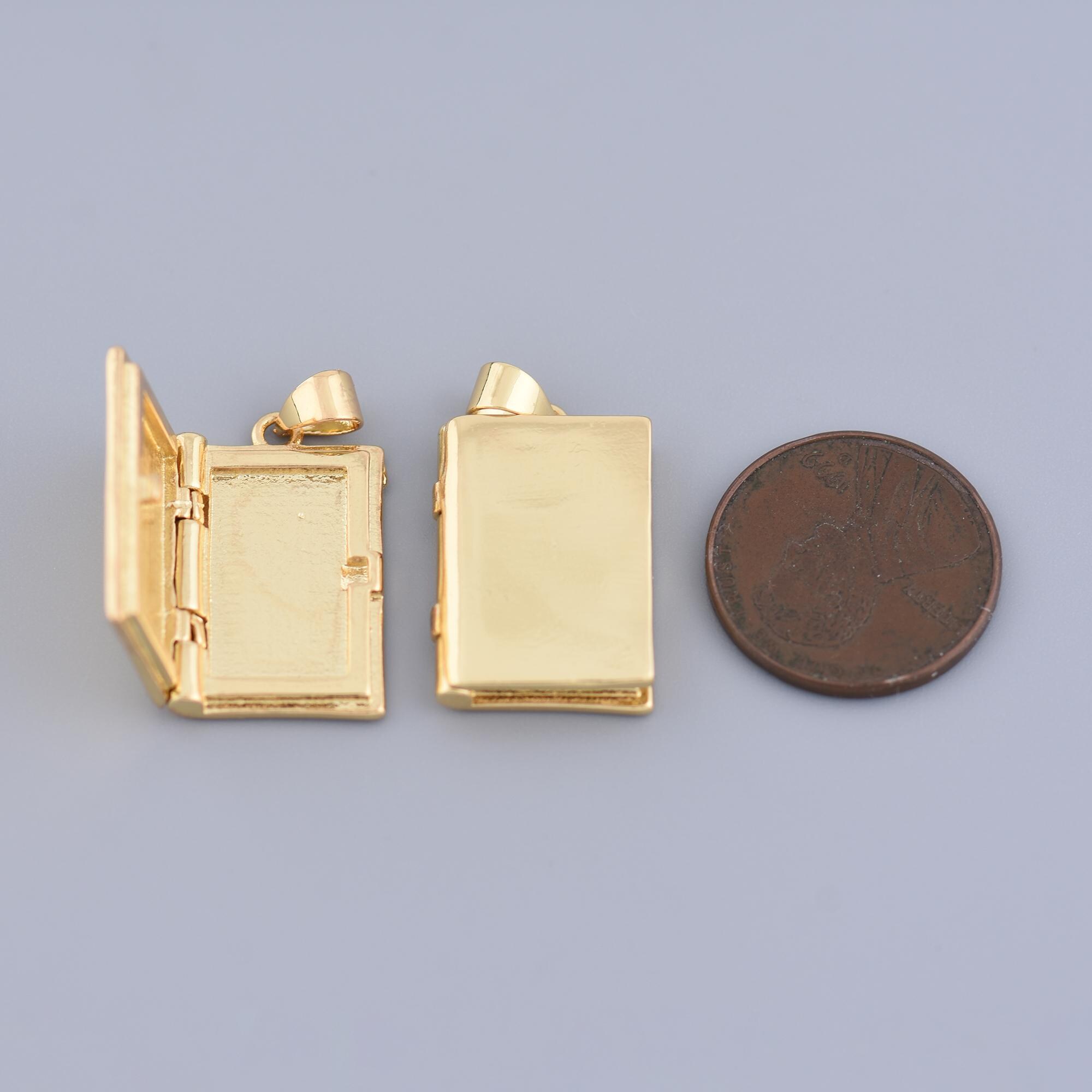 18K Filled Gold Book Charms,knowledge Charm,study Hard and Make ...