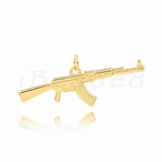 18K Filled Gold Submachine Gun Pendant Submachine Gun - Etsy