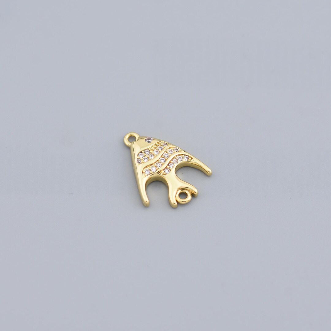 Elegant Fish Connector in Gold With Sparkling Gemstones for Necklaces ...