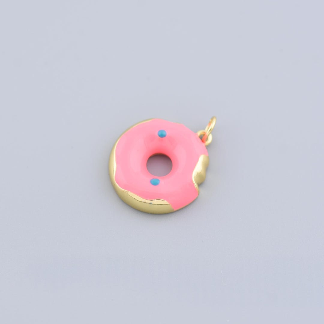 Cheerful Gold Medallion With Donut and Pink Enamel - Cute Emblem for ...