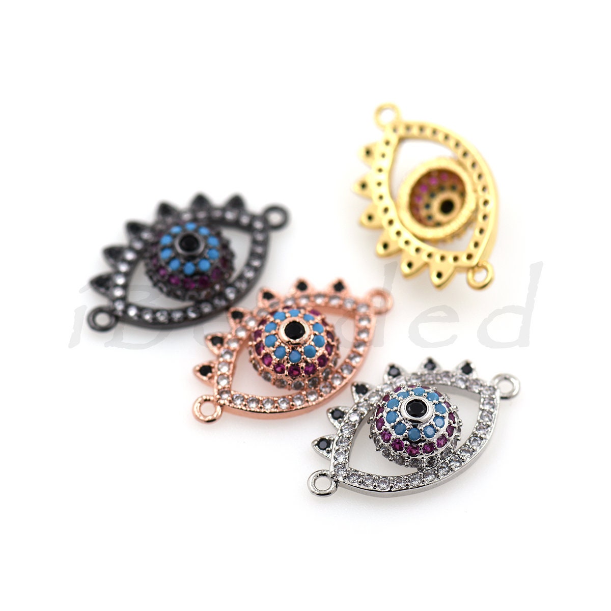 Evil Eye Connectormicro Pave Multi-color CZ Stone Eye Link - Etsy