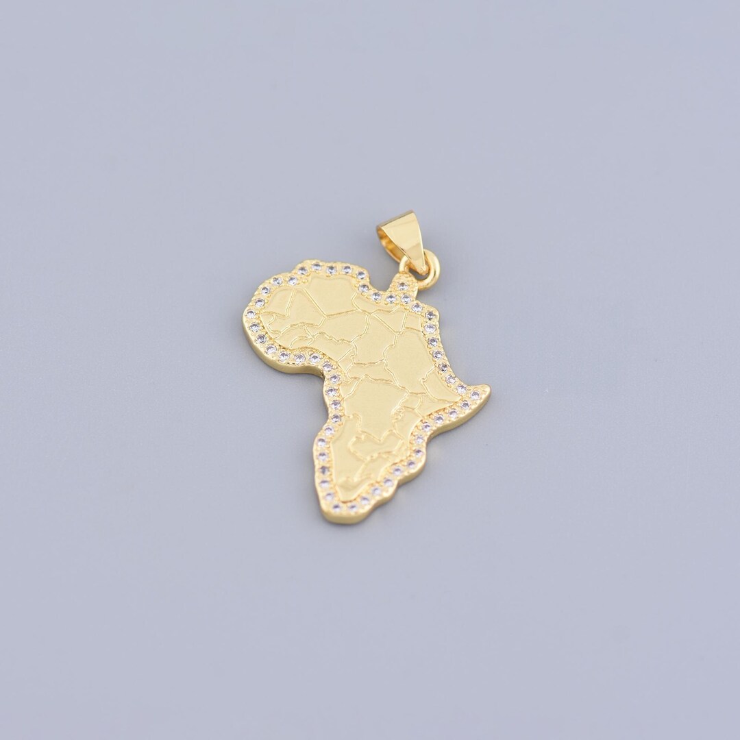 Dainty Map Charms,18k Plated Gold Map Pendant, Micro Pave CZ Map ...