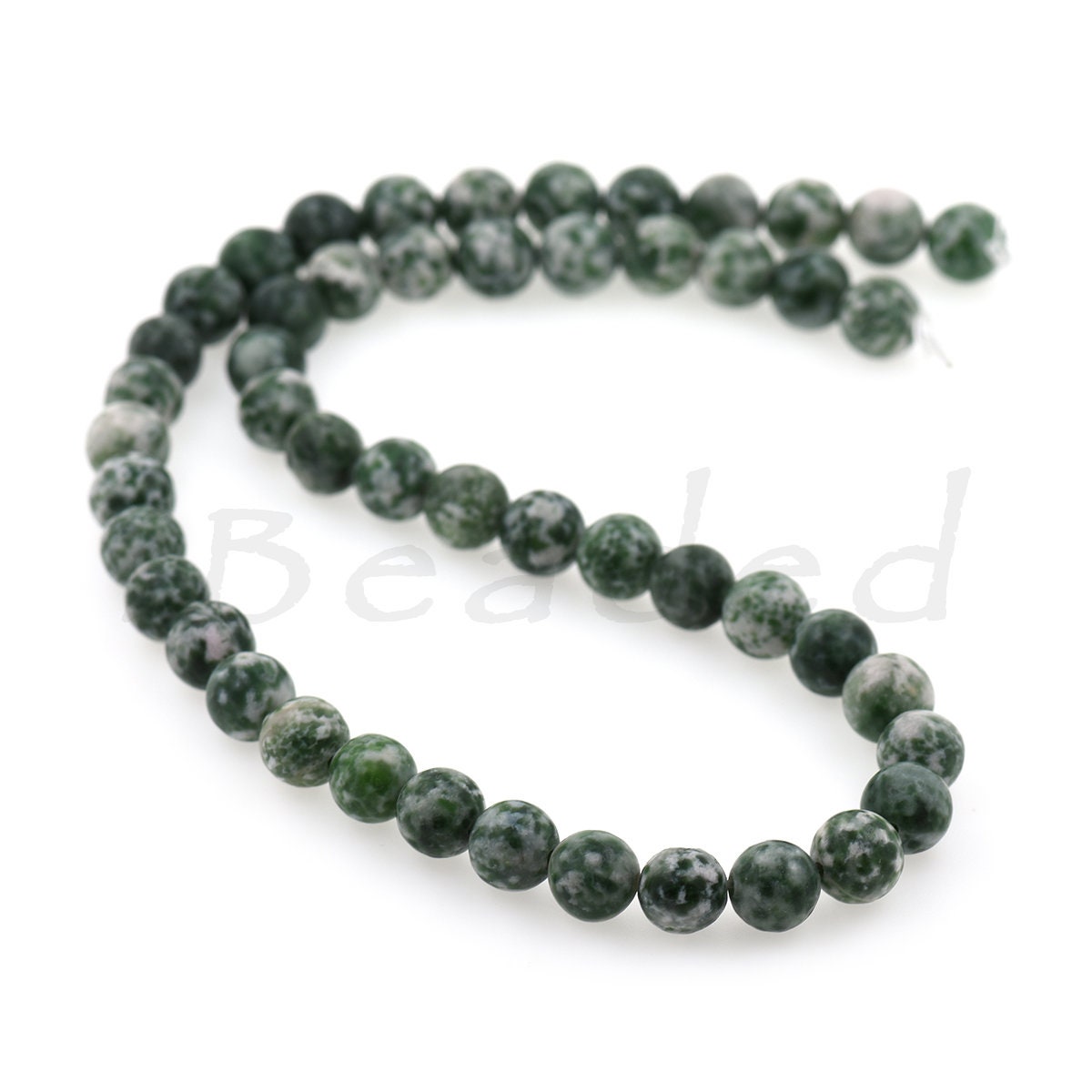 Natural Green Tree Agate,matte Green Spot Stone Jasper Gemstone Loose ...