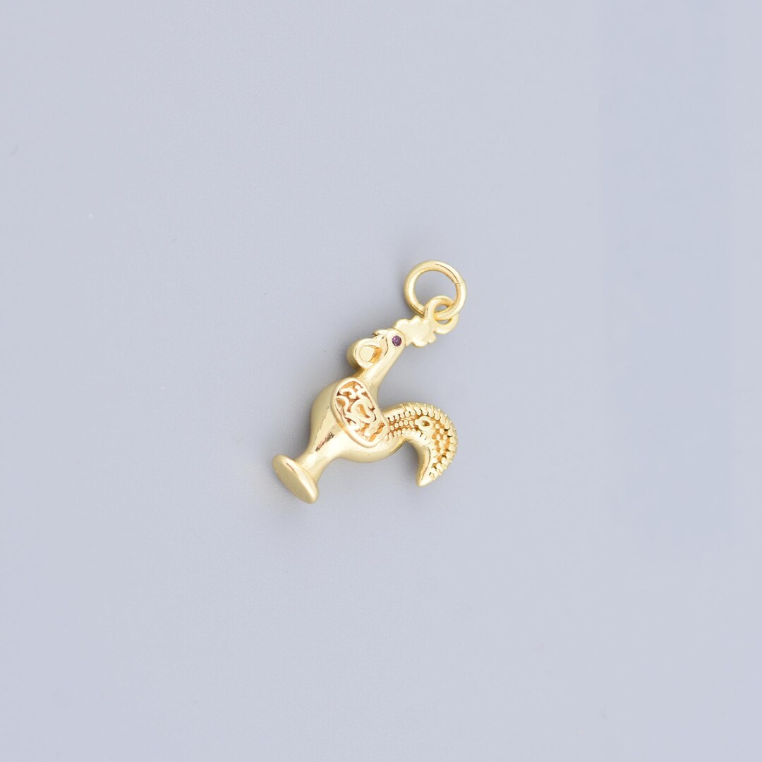 Luxury Gold Rooster Head Pendant With Detailed Textures - Statement ...