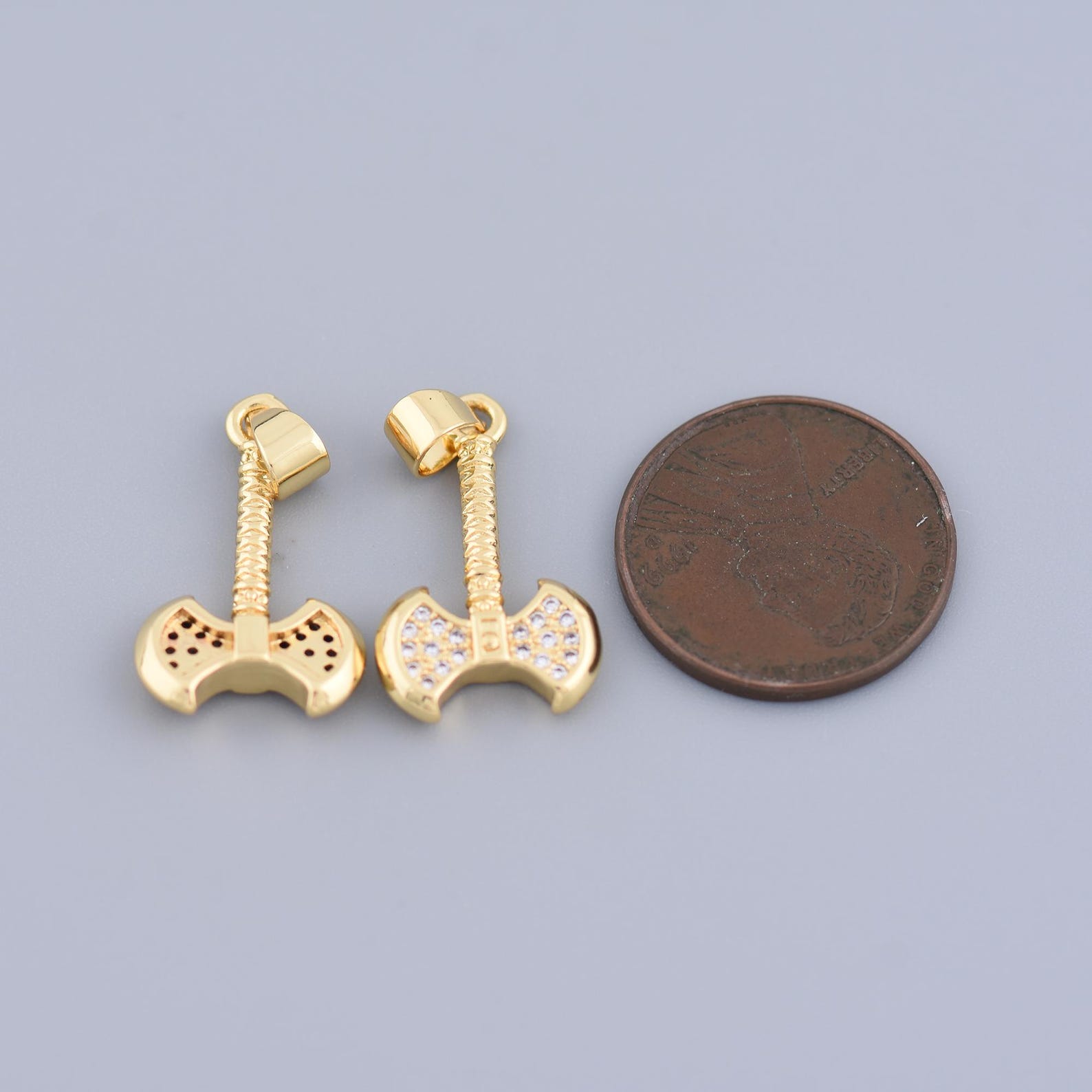 Ancient Greek Double Axe Pendant, Micro Inlaid Zircon Double Edged Axe ...