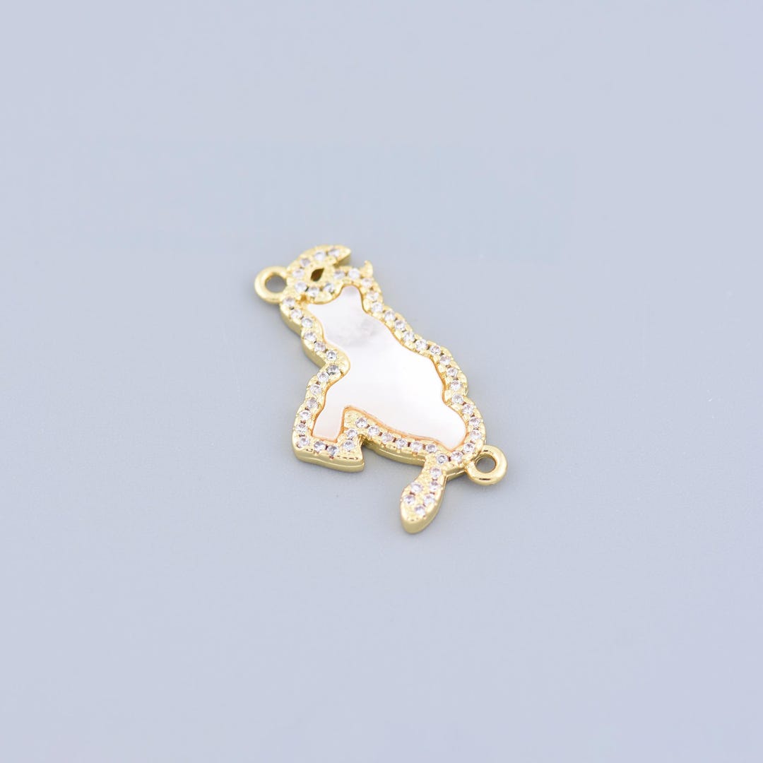 Micro Pave CZ Geometry Connector,18k Plated Gold Map Charms,shell Map ...