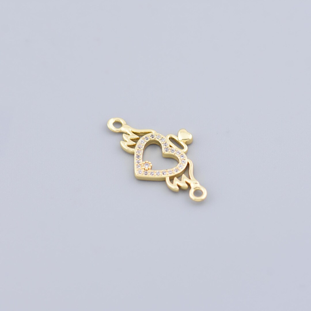 Romantic Gold Winged Heart Connector With Crystals – Free Love Charm ...