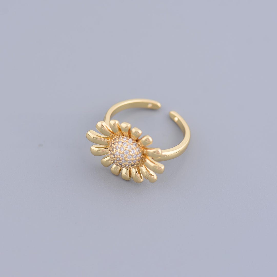 Minimalist Ring,sunflower Gold Rings, Statement Sunflower Rings, Dainty ...