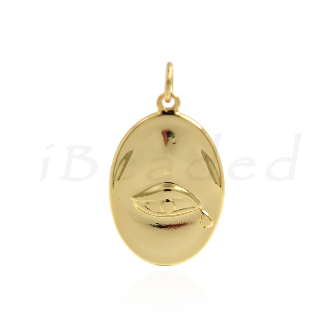 18K Filled Gold Evil Eye Tearing Charm, Tearing Eye Charm for Jewelry ...