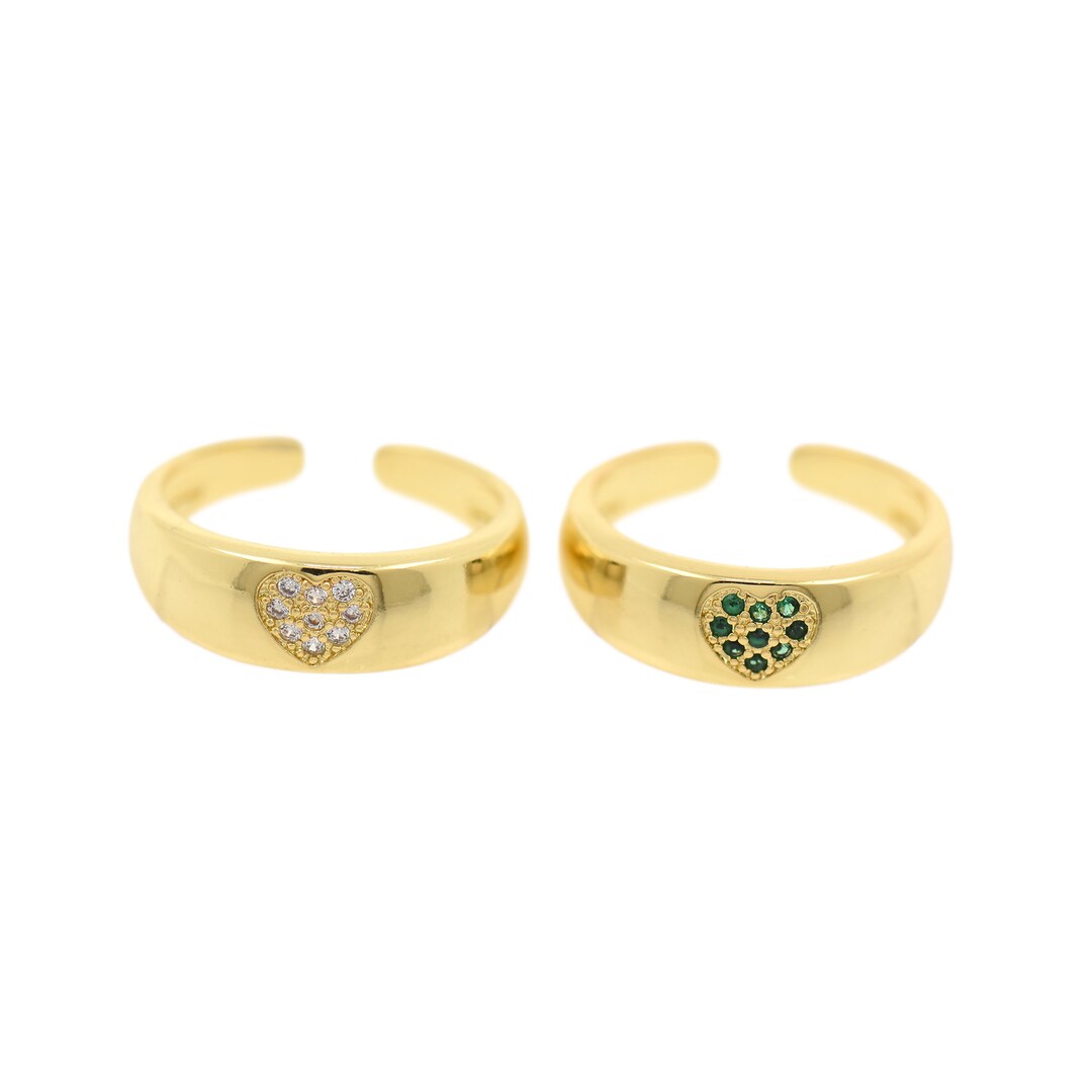 18K Filled Gold Diamond Heart Ring, Diamond Charm, Heart Charm ...