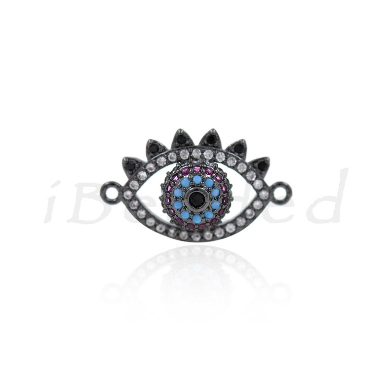 Evil Eye Connectormicro Pave Multi-color CZ Stone Eye Link - Etsy