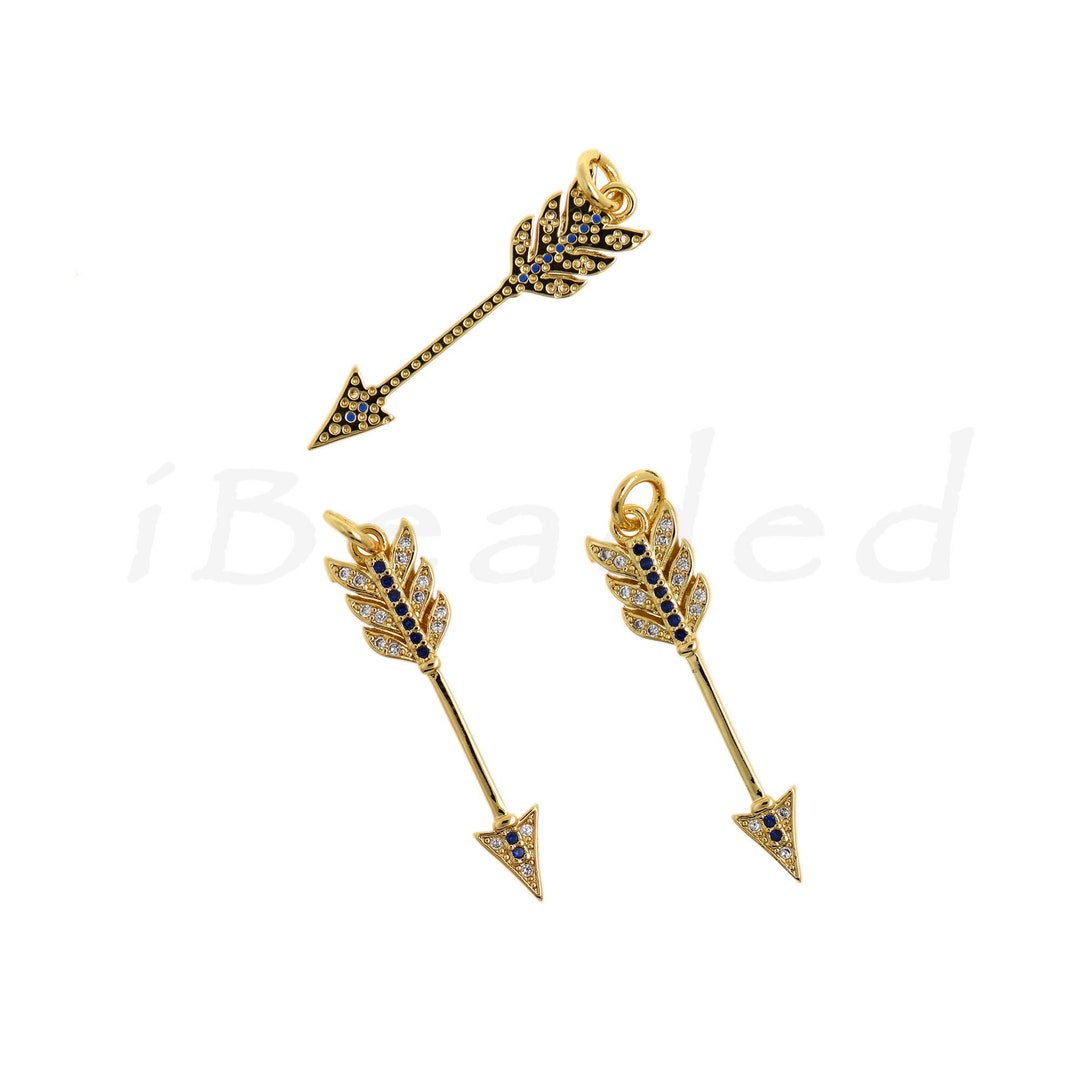 18K Gold Filled Round Double Arrow Pendant,cz Micro Pave Arrow Charm ...