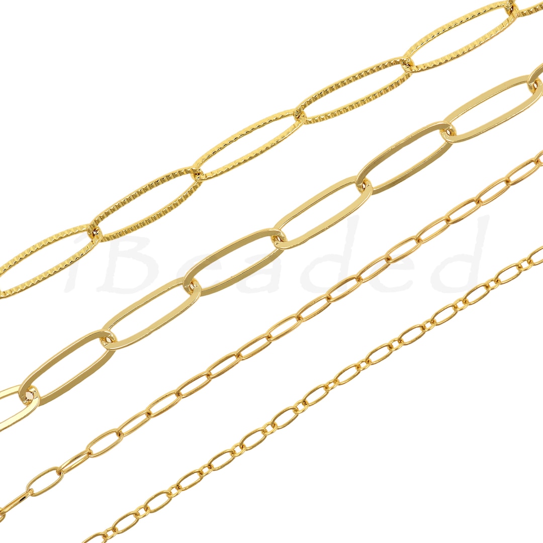 Gold Plated Paper Clip Oval Chain,nickel Free DIY Jewelry Chain ...