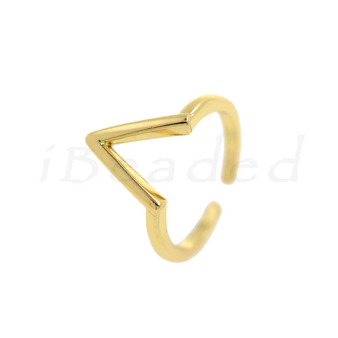 18K Filled Gold Triangle Ring, Triangle Charm, Adjustable Ring, Simple ...