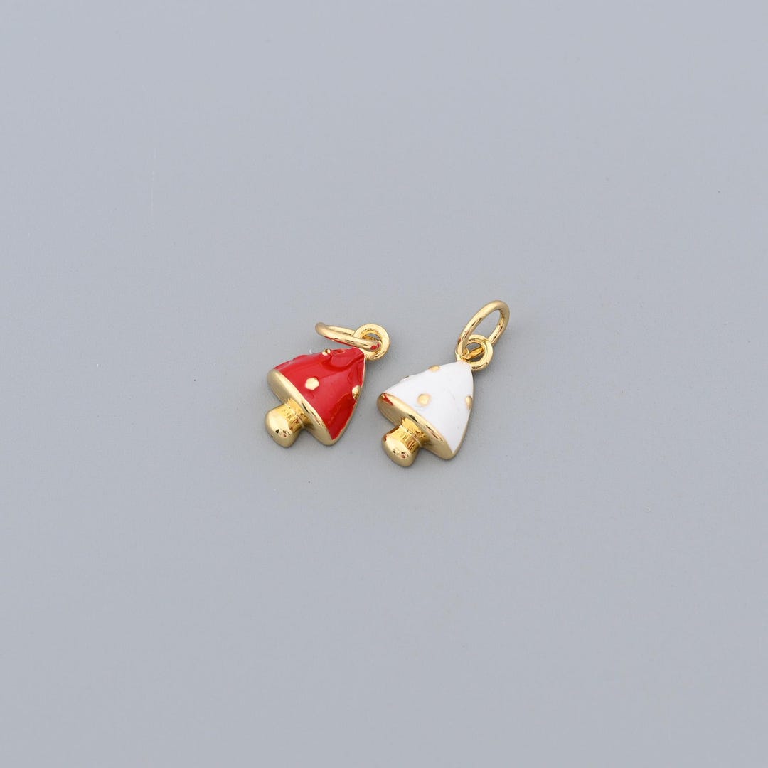 Adorable Red Toadstool Charm in 18K Gold Filled With Glossy Finish for ...