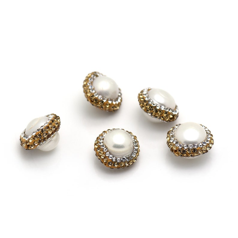 10pcs Round Spacer Beads Charm,pave Rhinestone Freshwater Pearl Earring ...