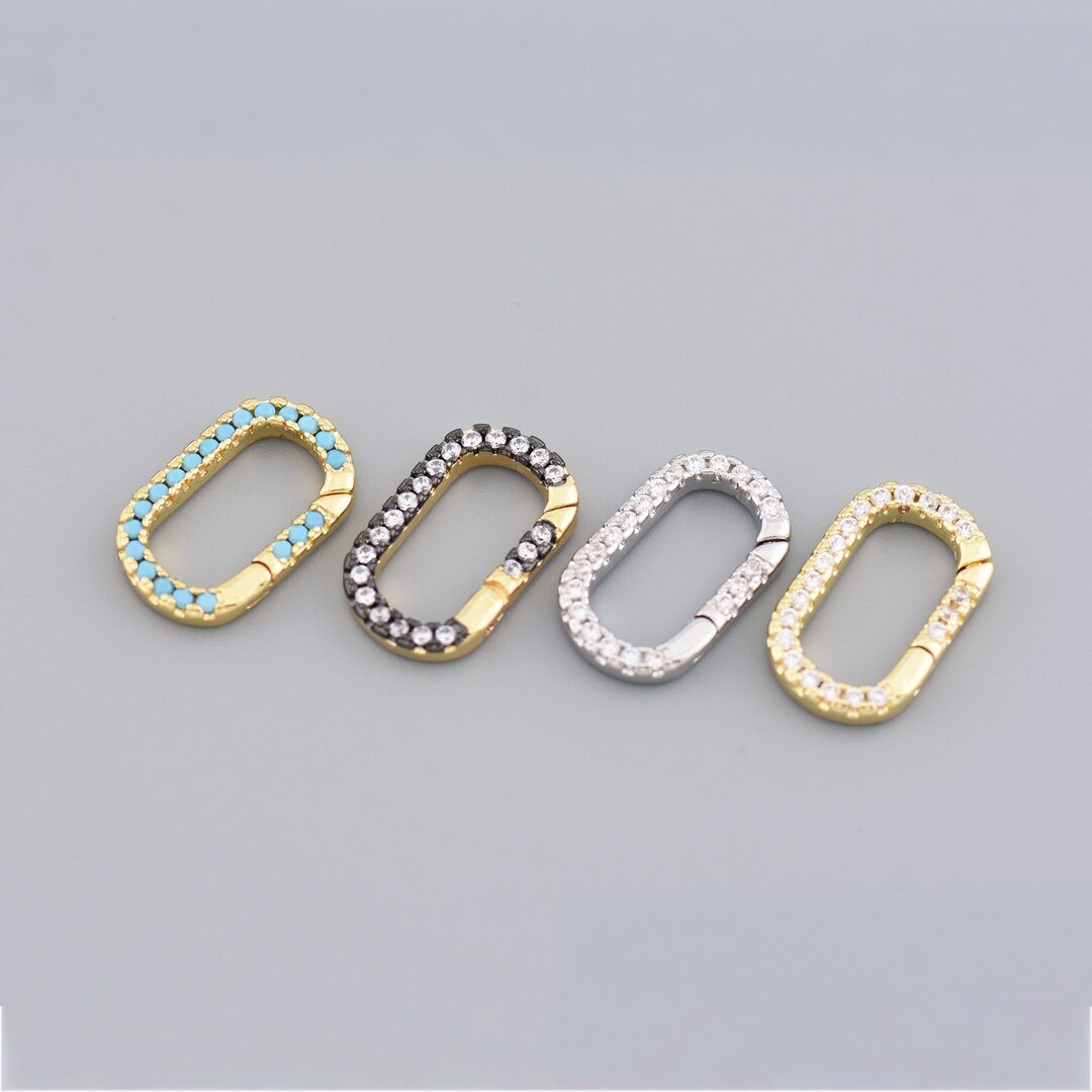 Crystal Encrusted Oval Spring Clasp in Gold, Glamorous Jewelry Fastener ...