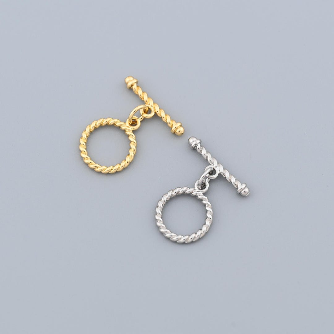 18K Gold Filled Rope Toggle Fastener for Jewelry Making, Retro Design T ...