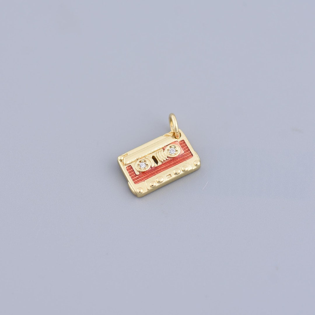 Classic Tape Recorder Charm,enamel Cassette Recorder Charms, 18K Plated ...