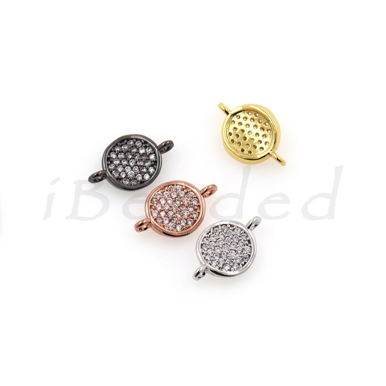 Coin Connector Links,tiny Round Disc Pendant,pave Clear CZ Jewelry,diy ...