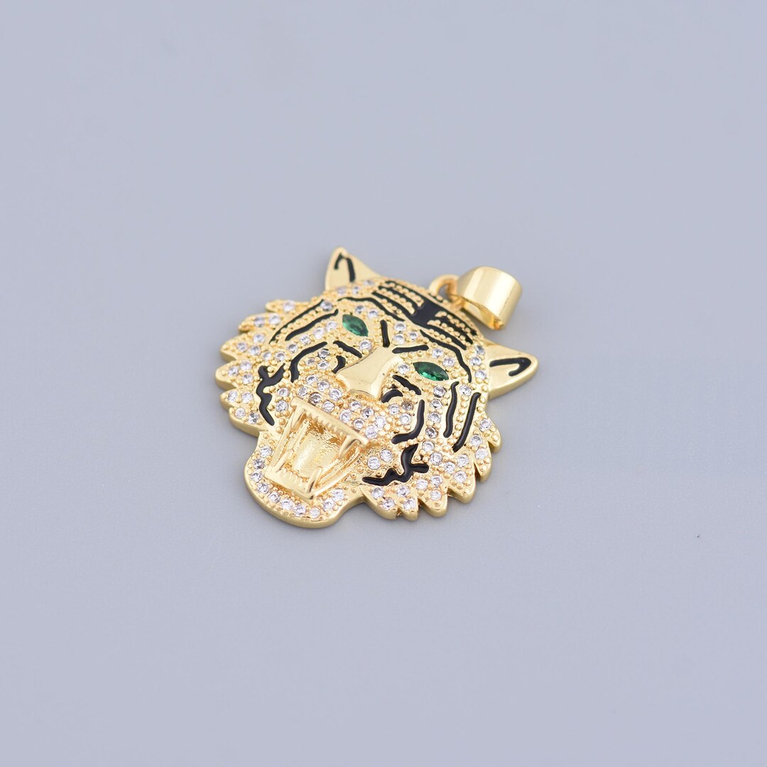 Tiger Head Pendant Necklace, Dainty 18k Gold Plated Jewelry, Timeless ...