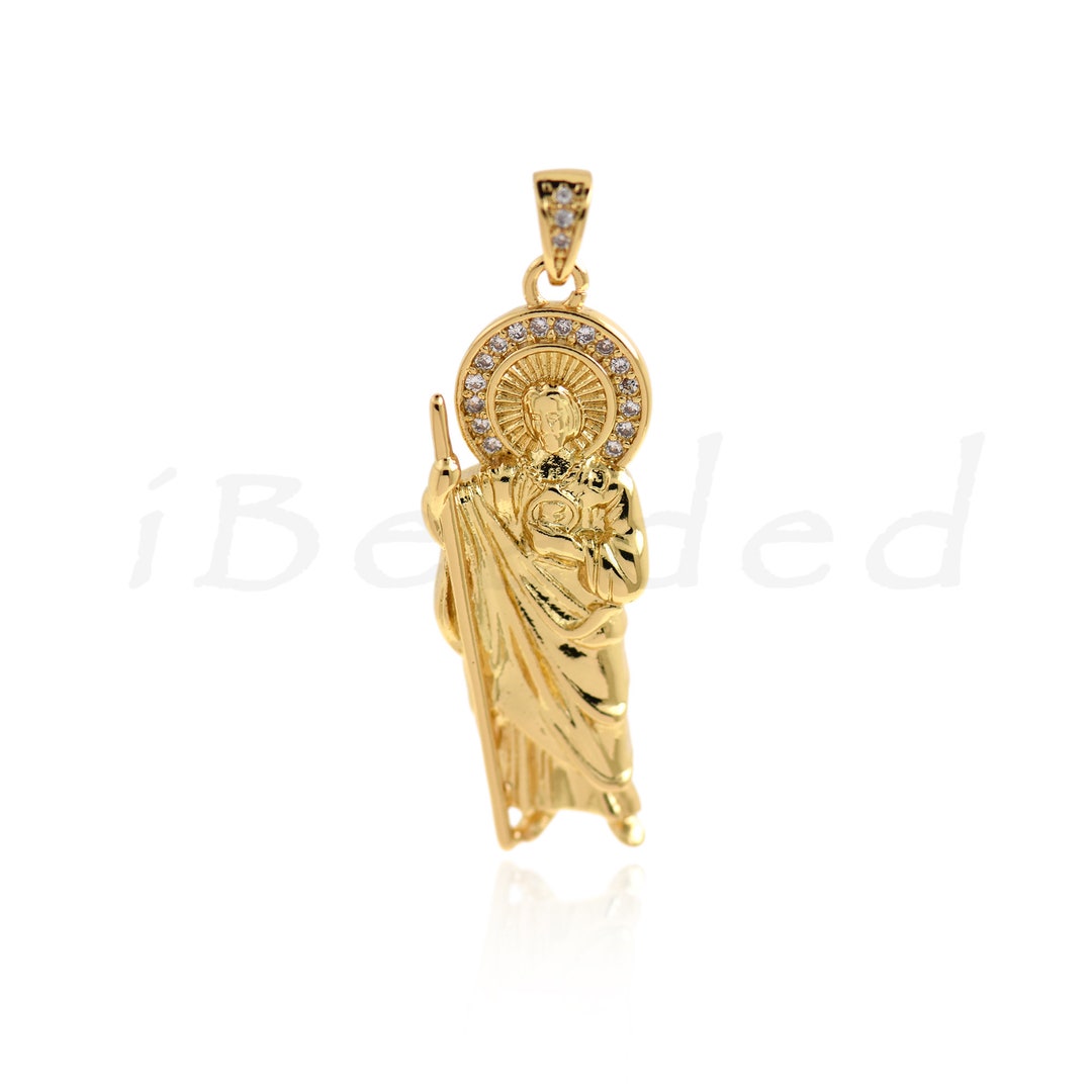 18K Gold Plated Knight Pendant With Diamonds, Christian Medieval ...
