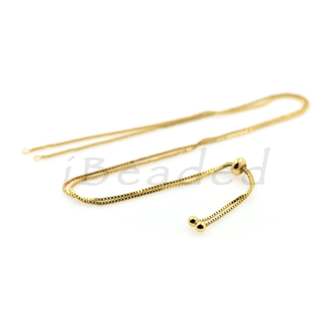 Shiny Half-finished Adjustable Box Chain Necklace,with Slider Rubber ...