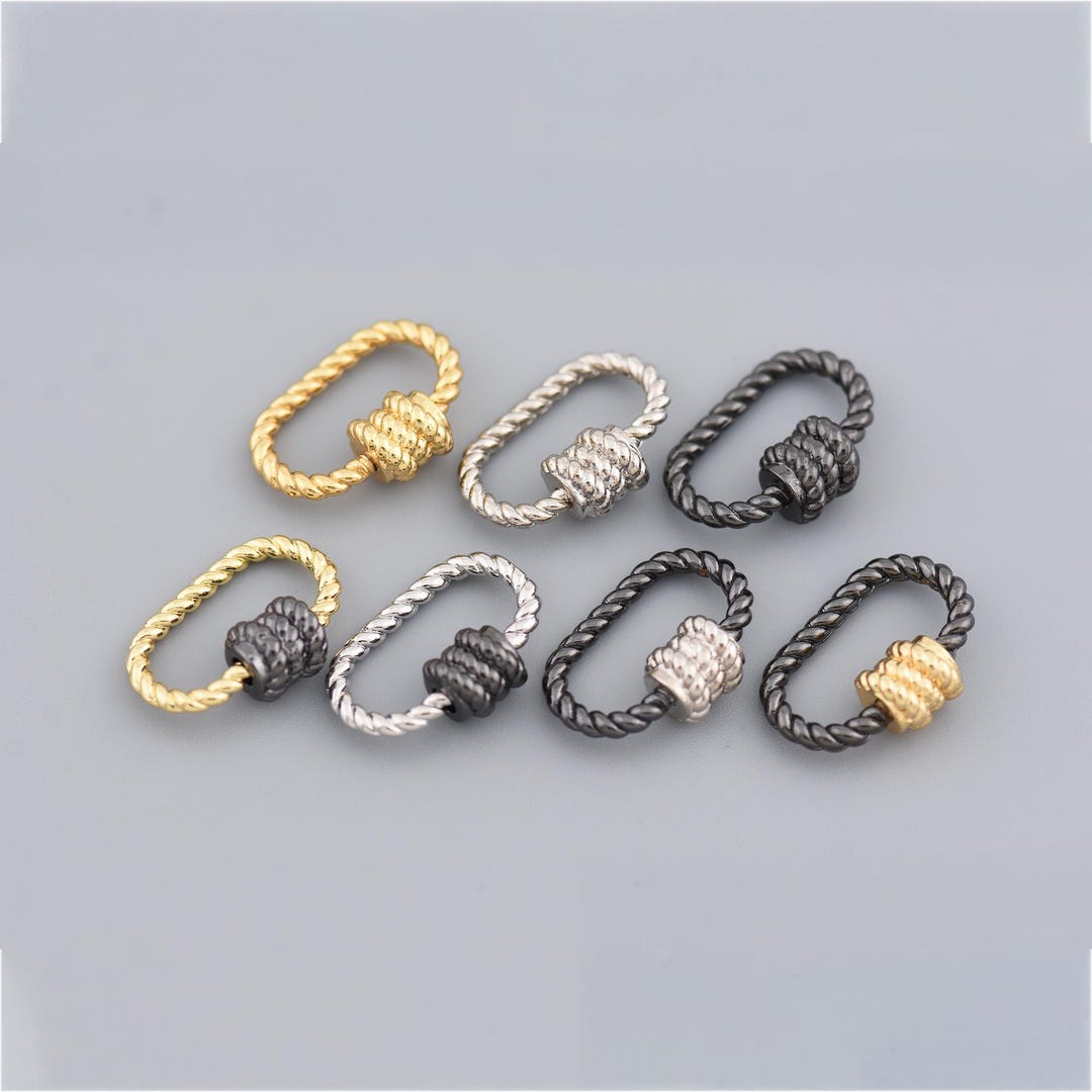 Gold Twisted Oval Screw Lock Clasp With Rope Texture, Stylish Jewelry ...