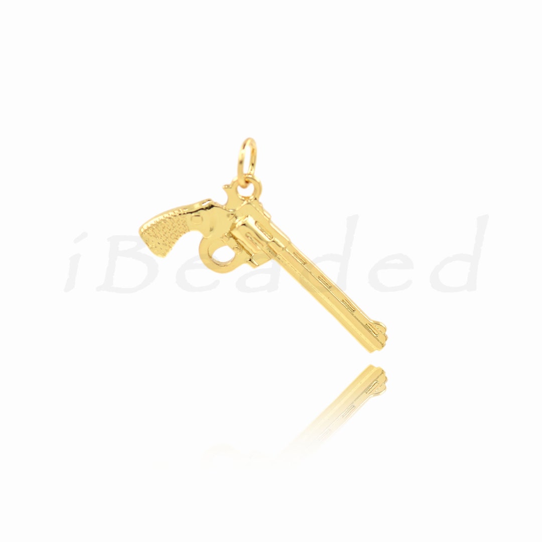 Gold Plated Gun Pendant, Brass Submachine Gun Necklace, Gold Submachine ...