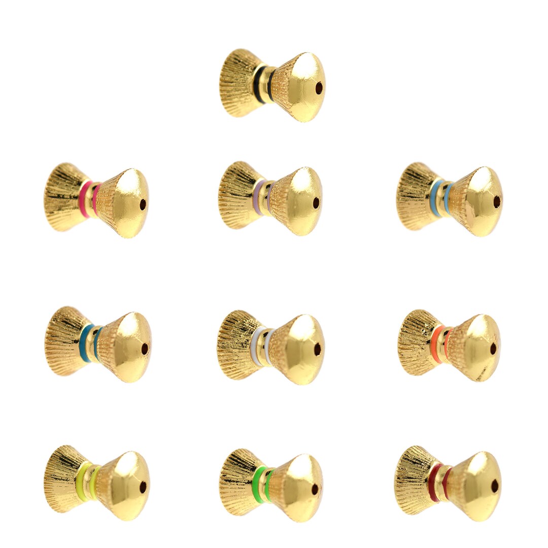 18K Filled Gold Enamel Hourglass Beads, Enamel Beads, Hourglass Charm ...