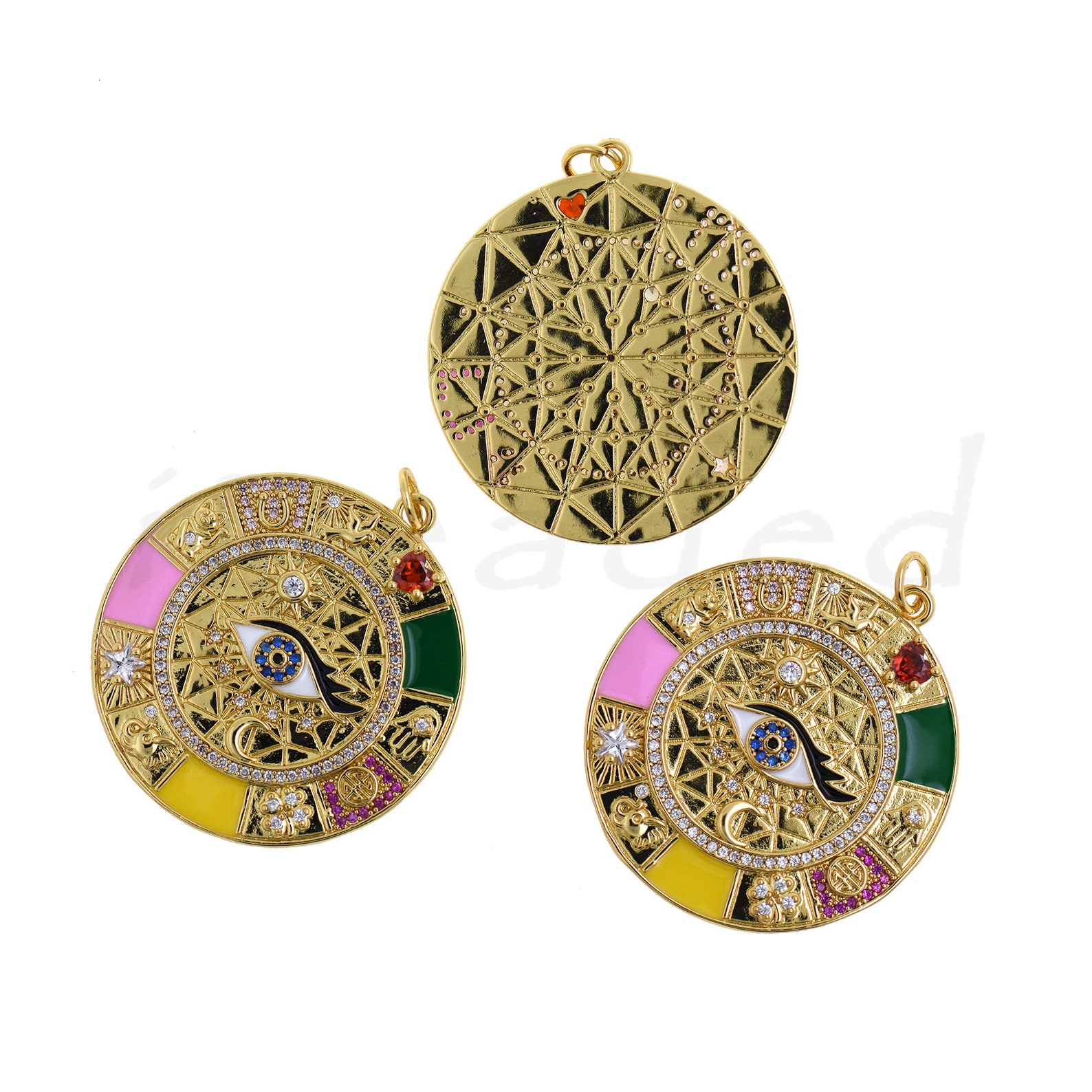 18K Filled Gold Enamel Evil Eye Charm, Enamel Charm, Lucky Eye Charm ...