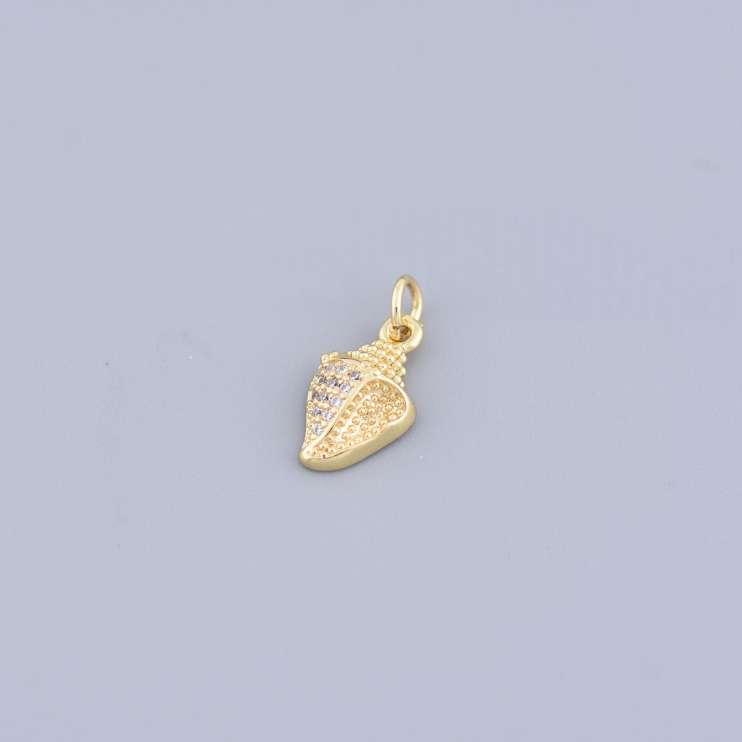 Dainty Conch Charms,shell Charm,18k Gold Filled Pendant,micro Pave CZ ...