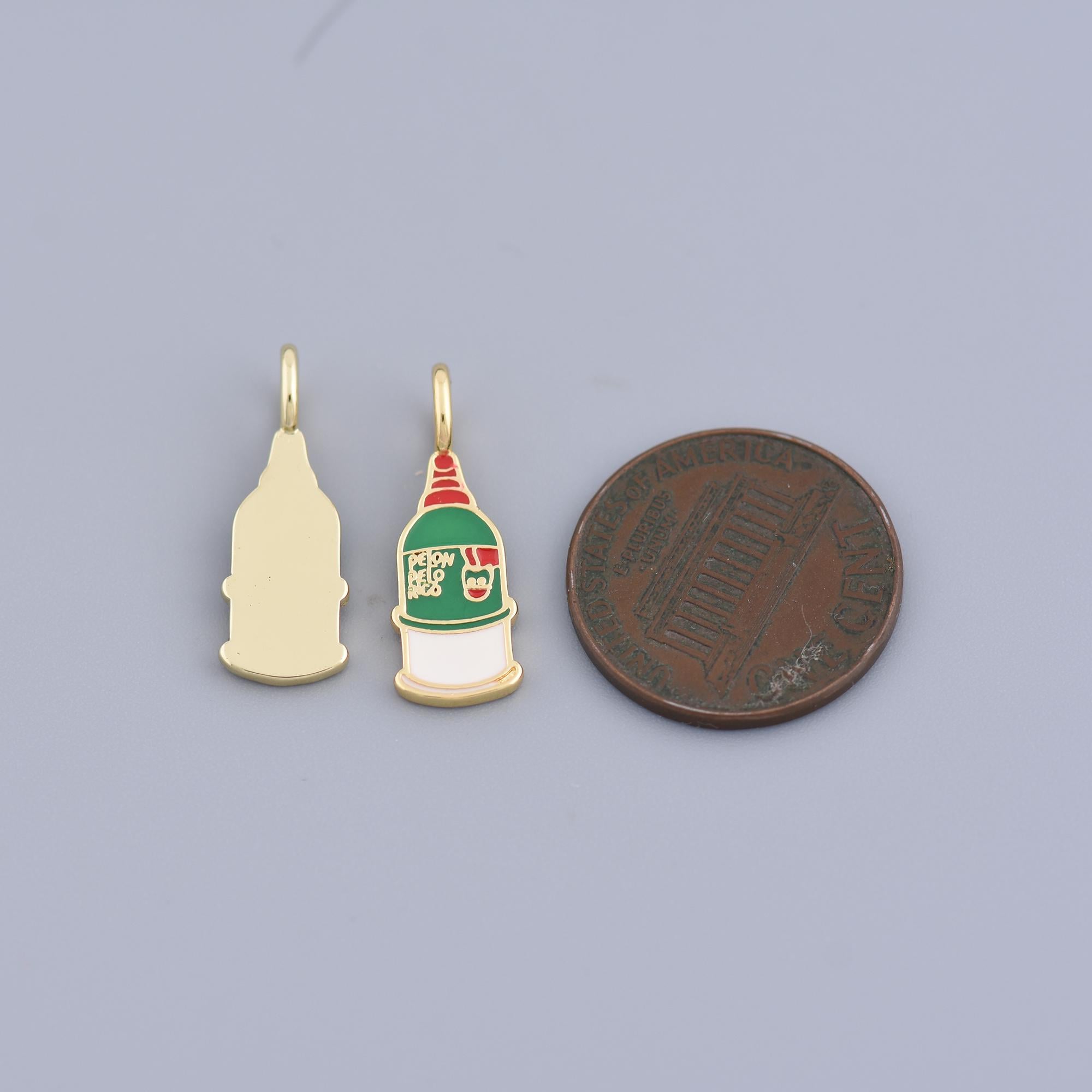 Enamel Beer Bottle Pendant, 18K Plated Gold Lightweight Beer Bottle ...