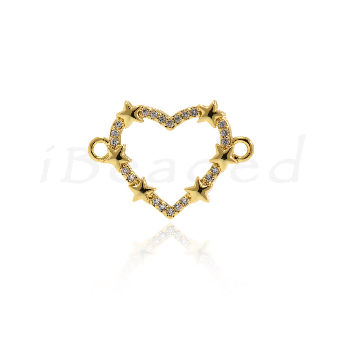 Heart Connector Links,cubic Zirconia Love Heart Pendant,diy Handmade ...