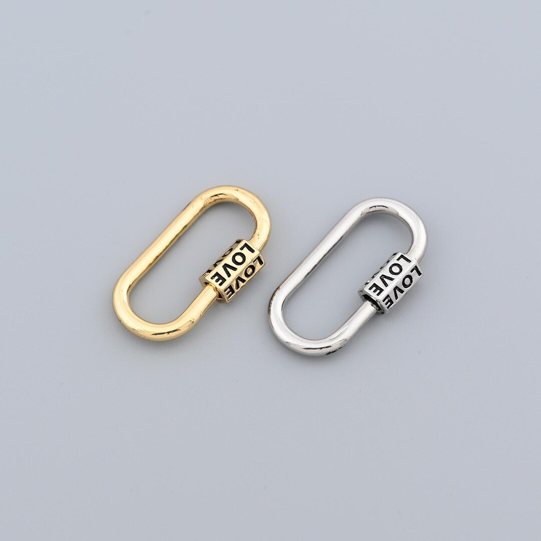 Engraved LOVE Oval Connector in 18K Gold Filled With Screw Closure for ...