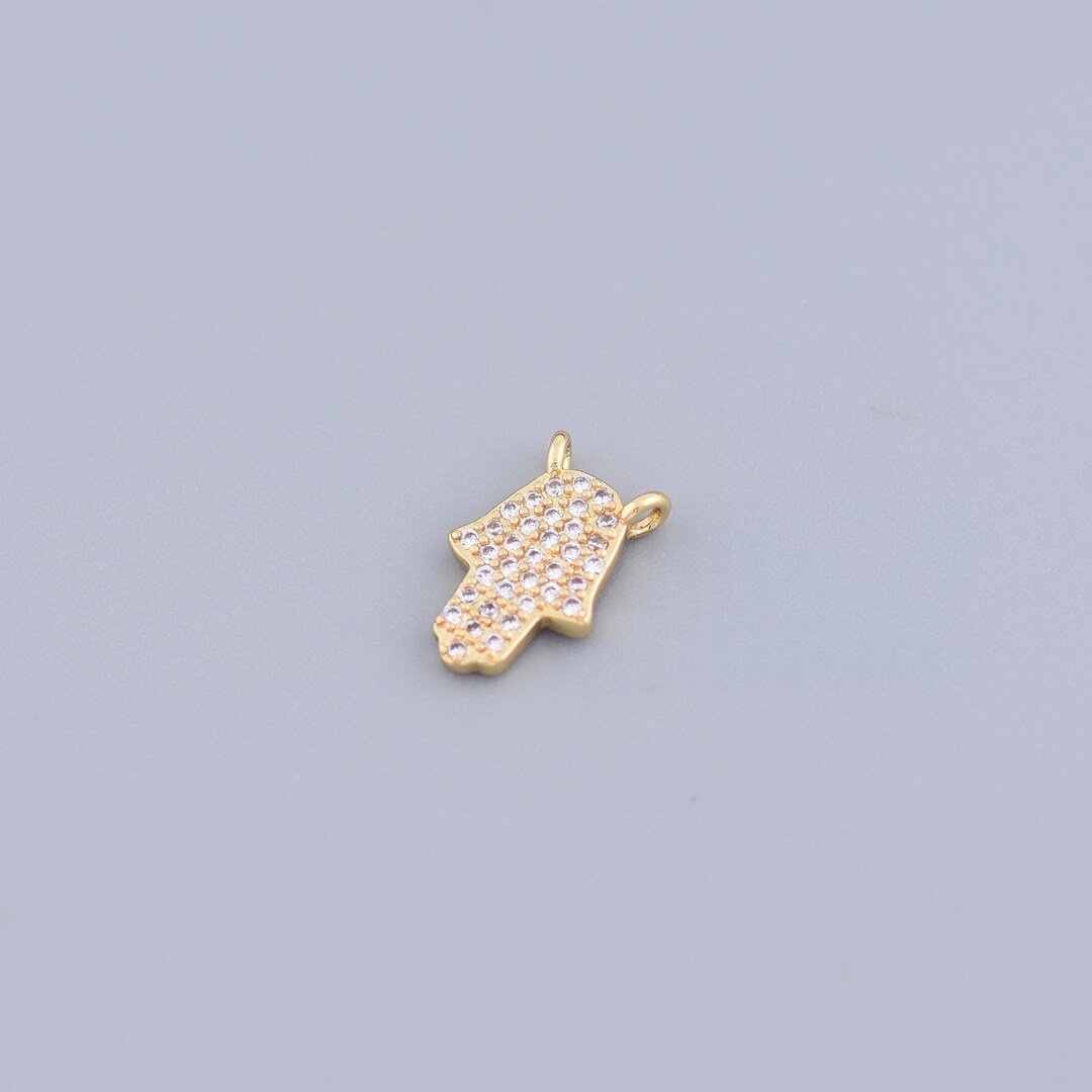 18K Plated Gold Hamsa Hand Connector ,micro Pave CZ Hamsa Hand ...