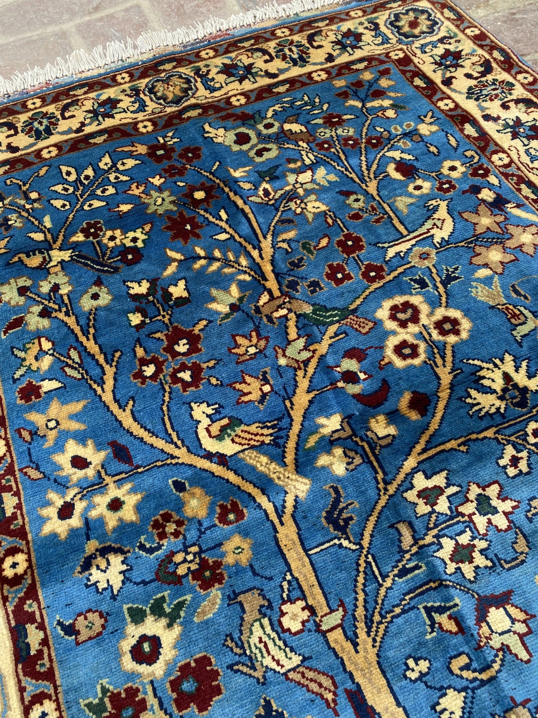 3x5 Bird Rug, Pictorial Rug, Tree of Life Rug, Handmade Natural Wool ...