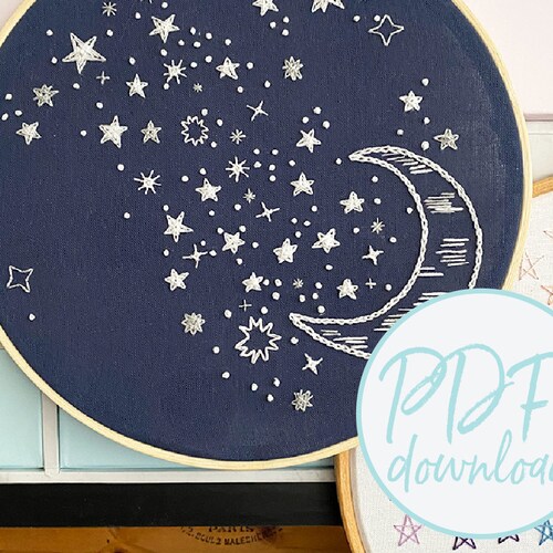 Midnight Sky Embroidery Embroidery Pattern Downloadable - Etsy